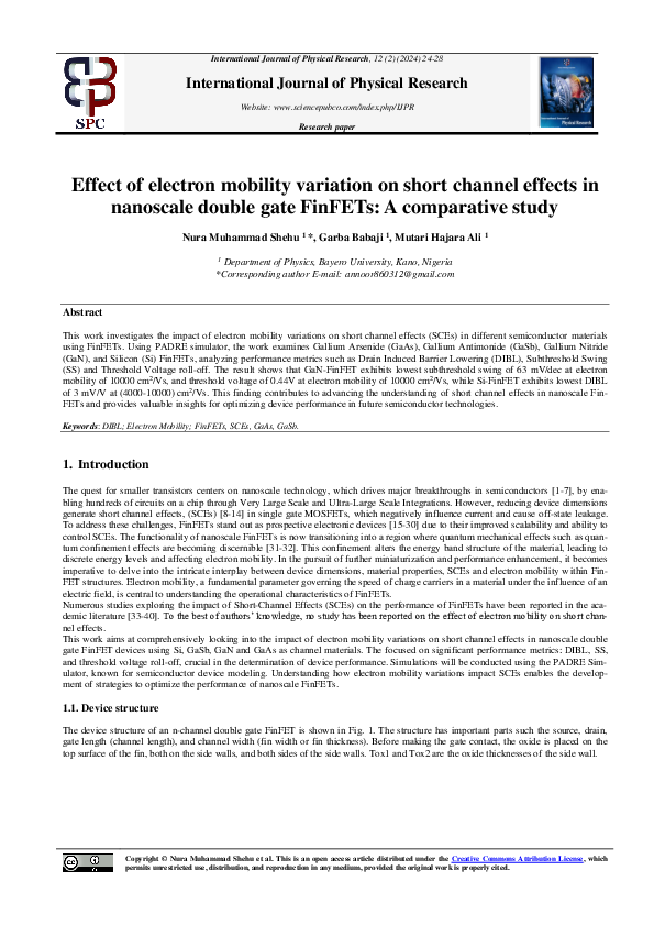 (PDF) Effect of electron mobility variation on short channel effects in ...