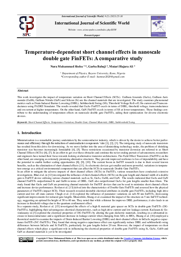 (PDF) Temperature-dependent short channel effects in nanoscale double gate FinFETs: A ...