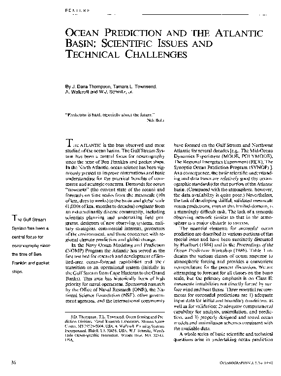 (PDF) Ocean Prediction and the Atlantic Basin: Scientific Issues and ...
