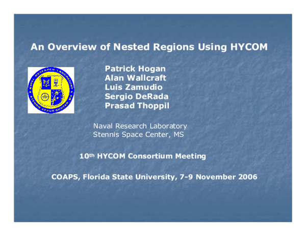 (PDF) An Overview of Nested Regions Using HYCOM