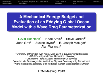 (PDF) A Mechanical Energy Budget and Evaluation of an Eddying Global ...