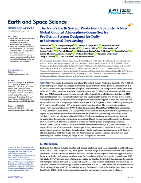 (PDF) The Navy's Earth System Prediction Capability: A New Global ...