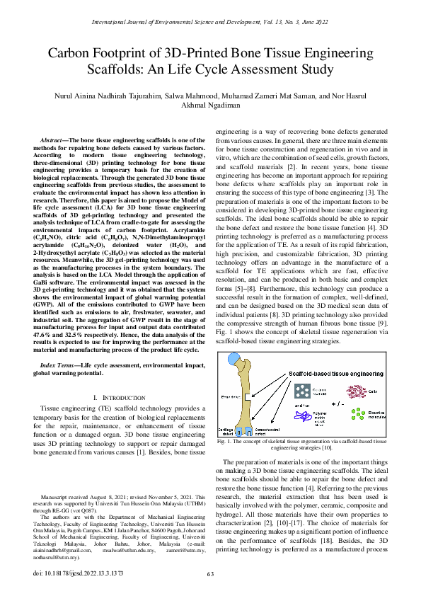 (PDF) Carbon Footprint of 3D-Printed Bone Tissue Engineering Scaffolds: An Life Cycle Assessment ...