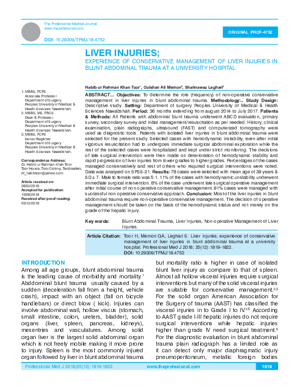 (PDF) Liver Injuries