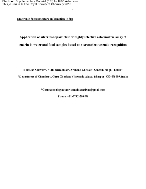 (PDF) Application of silver nanoparticles for a highly selective ...