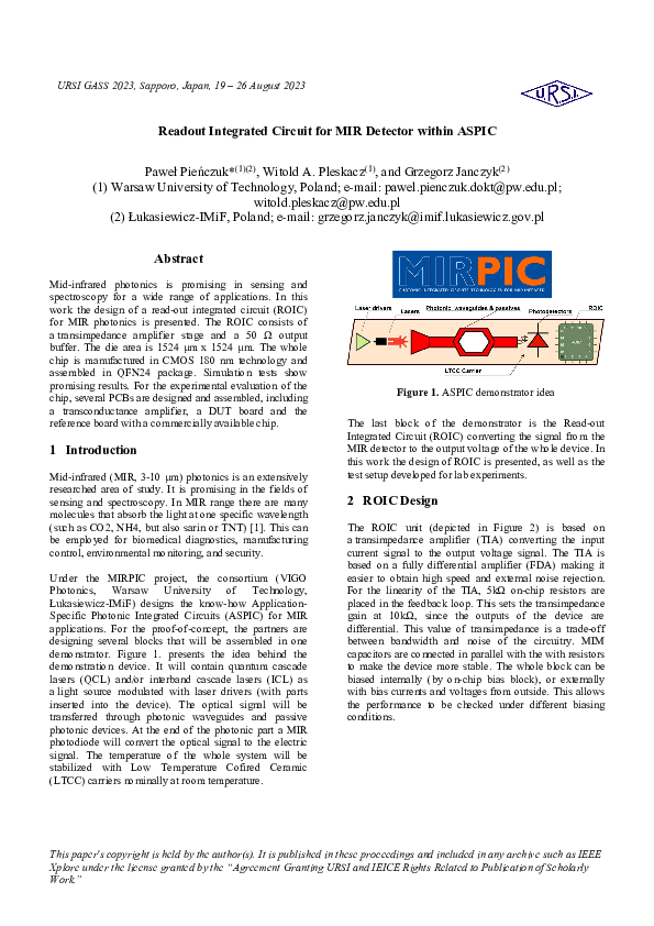 (PDF) Readout Integrated Circuit for MIR Detector within ASPIC