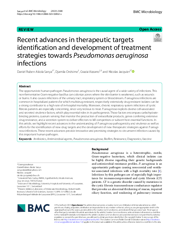 (PDF) Recent advances in therapeutic targets identification and development of treatment ...
