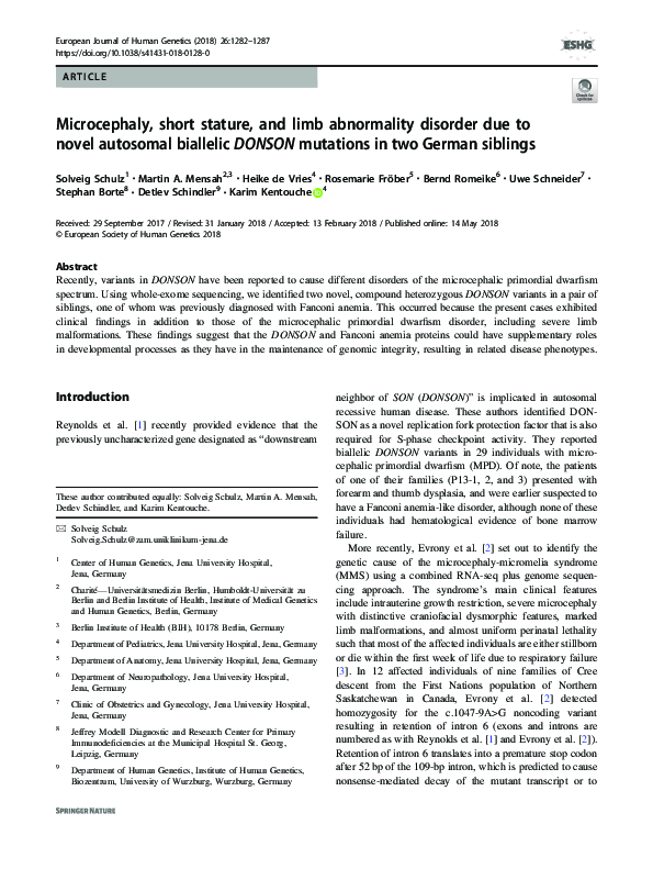 (PDF) Microcephaly, short stature, and limb abnormality disorder due to ...