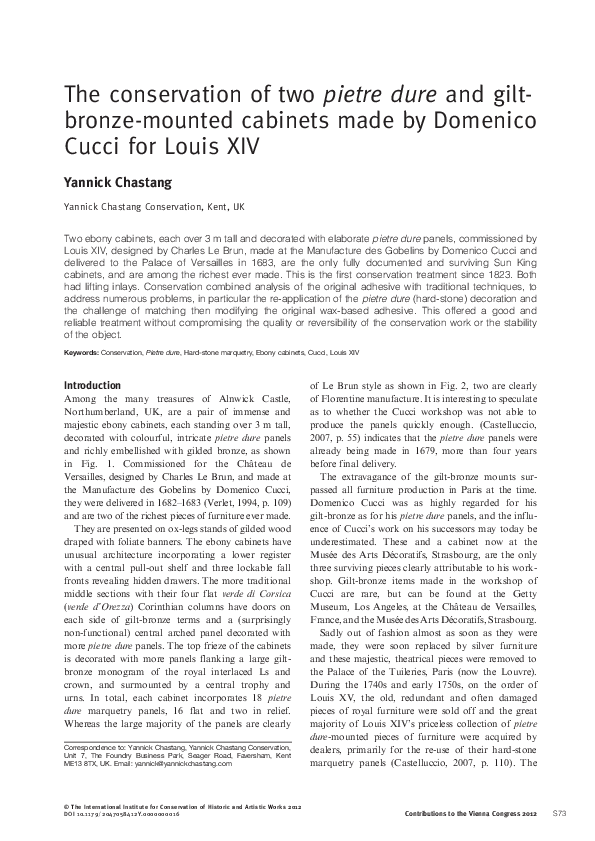 (PDF) The conservation of two pietre dure and gilt-bronze-mounted ...