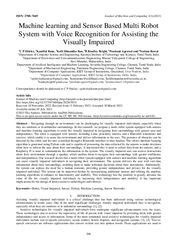 (PDF) Machine learning and Sensor-Based Multi-Robot System with Voice Recognition for Assisting ...