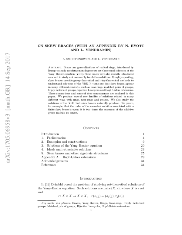 (PDF) On skew braces