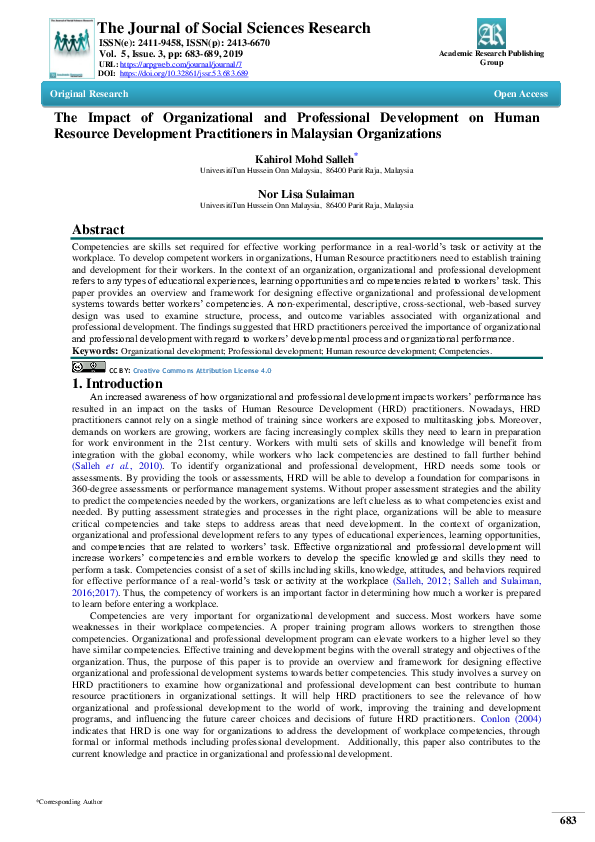 (PDF) The Impact of Organizational and Professional Development on Human Resource Development ...