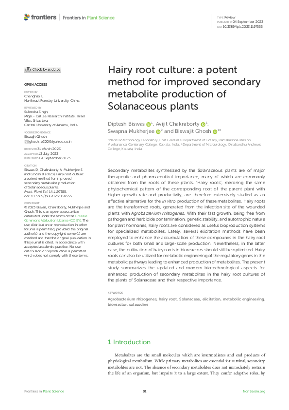 (PDF) Hairy root culture: a potent method for improved secondary ...