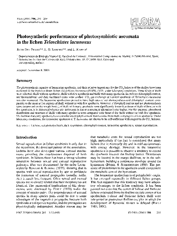 (PDF) Photosynthetic performance of photosymbiotic ascomata in the ...