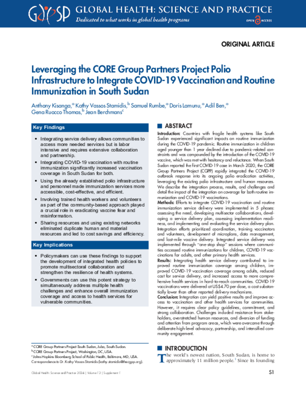 (PDF) Leveraging the CORE Group Partners Project Polio Infrastructure ...