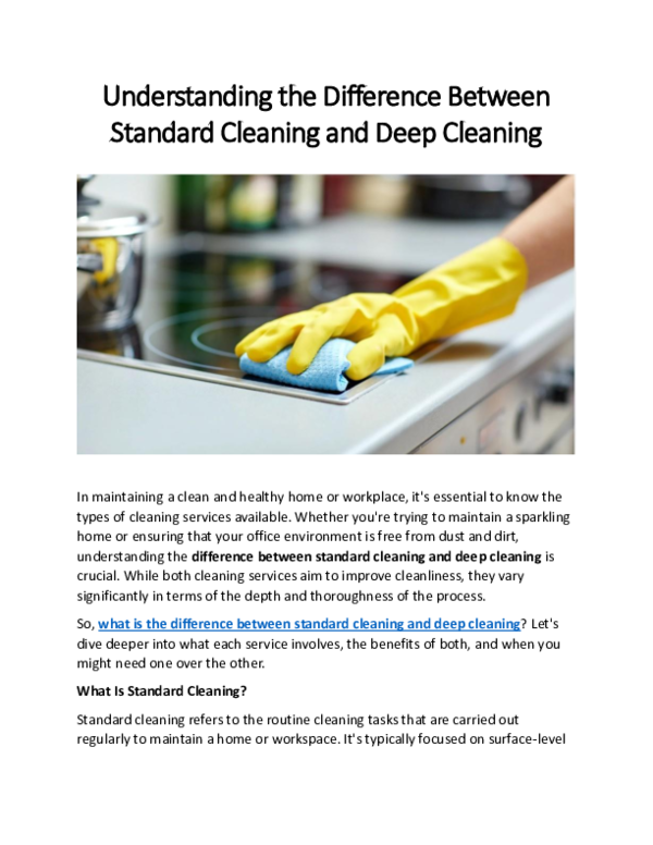 (PDF) Understanding the Difference Between Standard Cleaning and Deep ...