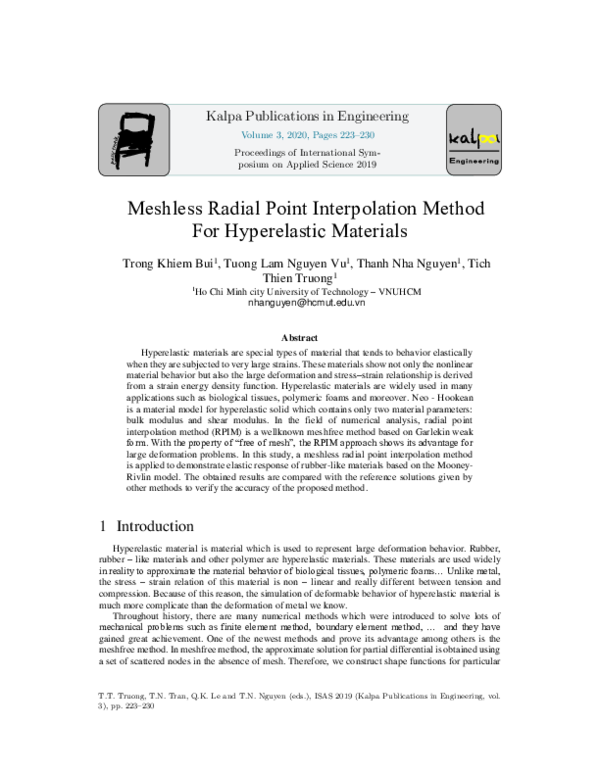 (PDF) Meshless Radial Point Interpolation Method for Hyperelastic Materials
