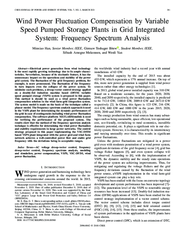 (PDF) Wind power fluctuation compensation by variable speed pumped ...