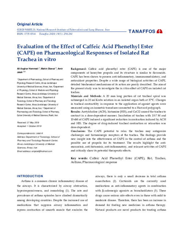 (PDF) Evaluation of the Effect of Caffeic Acid Phenethyl Ester (CAPE ...
