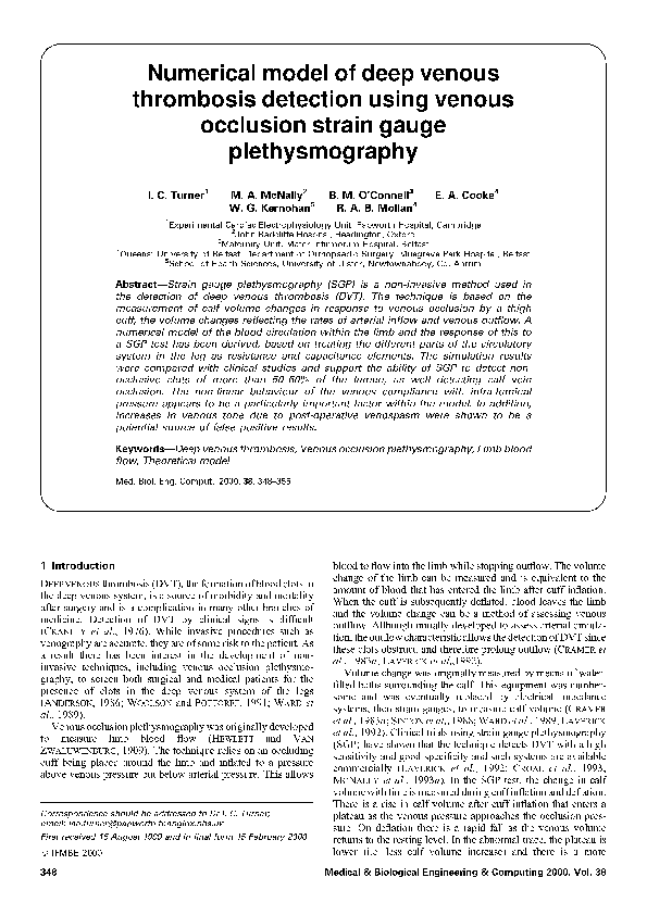 (PDF) Numerical model of deep venous thrombosis detection using venous ...
