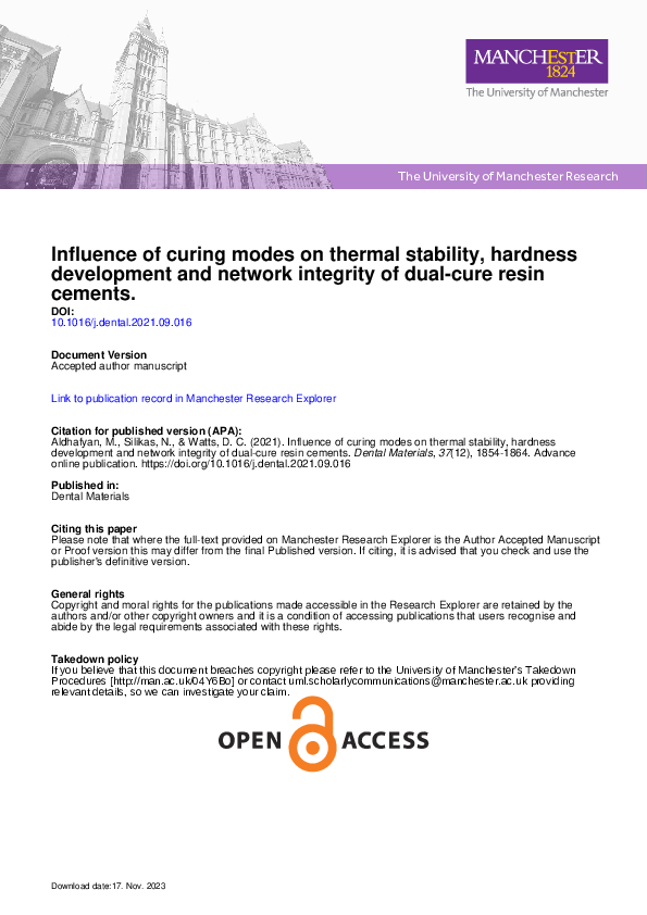 (PDF) Influence of curing modes on thermal stability, hardness ...