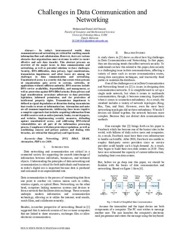 (PDF) Challenges In Data Communication and Networking