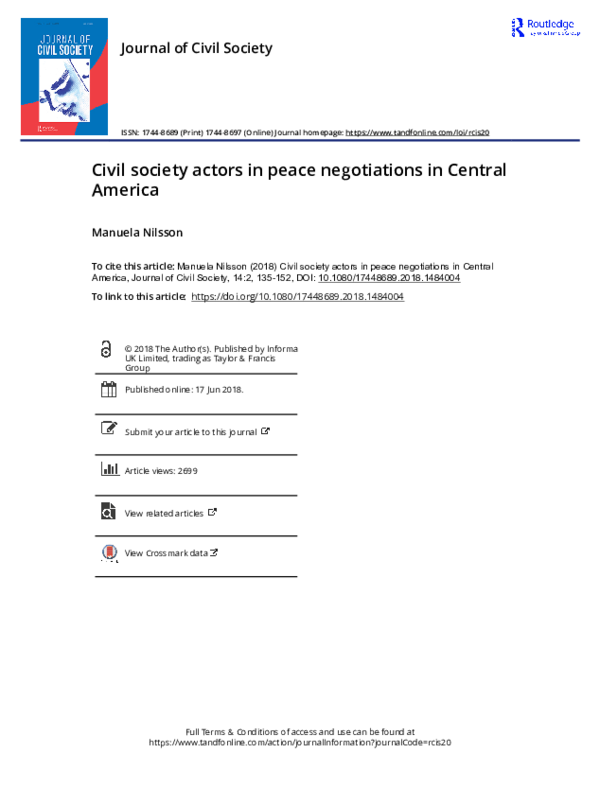 (PDF) Civil society actors in peace negotiations in Central America