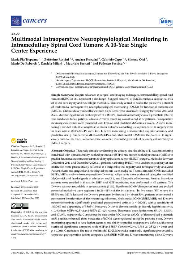 (PDF) Multimodal Intraoperative Neurophysiological Monitoring in Intramedullary Spinal Cord ...