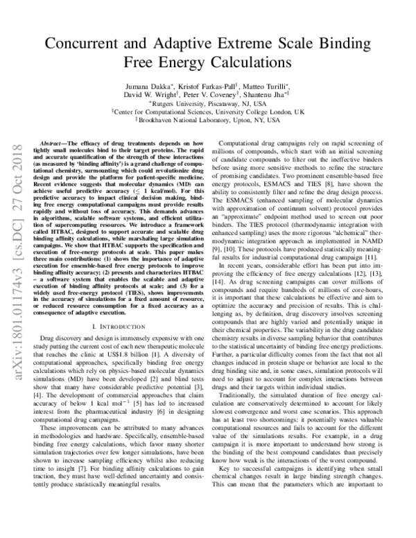 (PDF) Rapid, concurrent and adaptive extreme scale binding free energy calculation