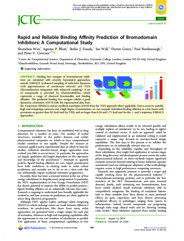 (PDF) Rapid and Reliable Binding Affinity Prediction of Bromodomain ...