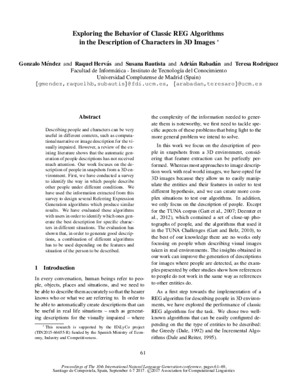 (PDF) Exploring the Behavior of Classic REG Algorithms in the Description of Characters in 3D Images