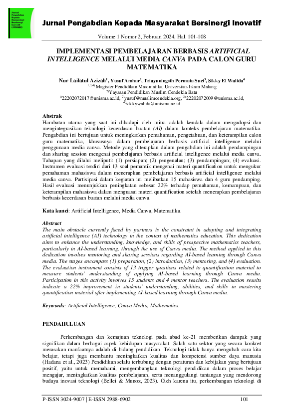 (PDF) Implementasi Pembelajaran Berbasis Artificial Intelligence Melalui Media Canva Pada Calon ...