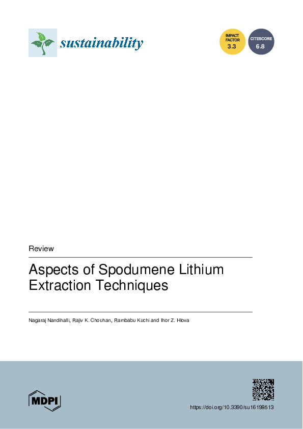 (PDF) Aspects of Spodumene Lithium Extraction Techniques