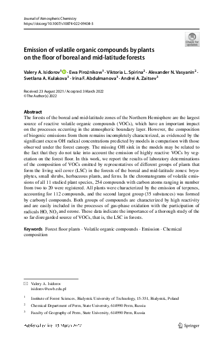 (PDF) Emission of volatile organic compounds by plants on the floor of ...