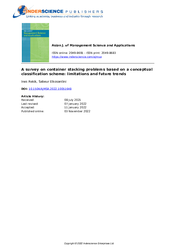 (PDF) A survey on container stacking problems based on a conceptual ...