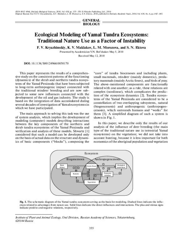 (PDF) Ecological modeling of Yamal tundra ecosystems: Traditional nature use as a factor of ...