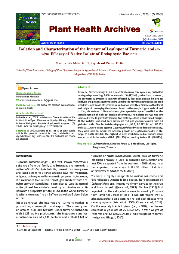 (PDF) Isolation and Characterization of the Incitant of Leaf Spot of ...