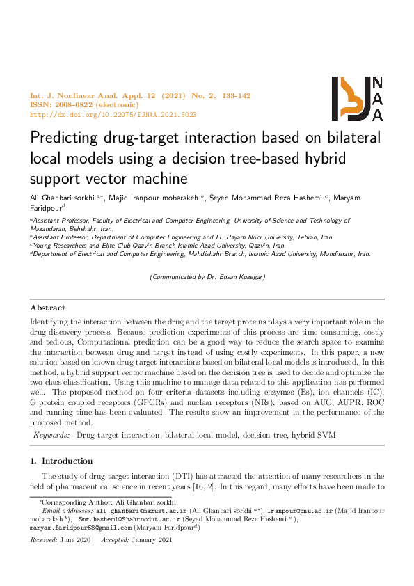 (PDF) Predicting drug-target interaction based on bilateral local models using a decision tree ...