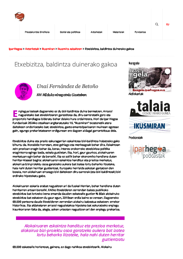 (PDF) Etxebizitza, baldintza duinerako gakoa | Unai Fernández de Betoño ...