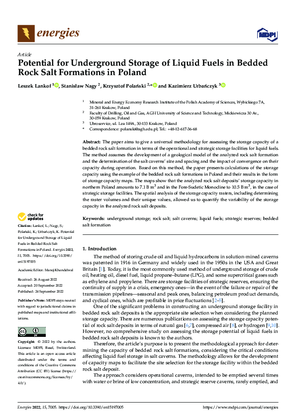 (PDF) Potential for Underground Storage of Liquid Fuels in Bedded Rock ...