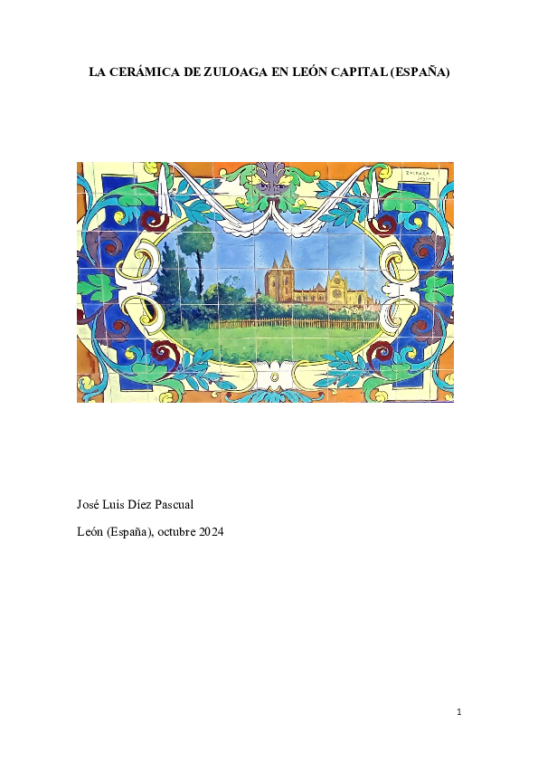(PDF) LA CERÁMICA DEL TALLER DE ZULOAGA EN LEÓN (ESPAÑA)