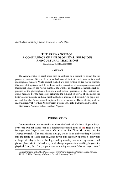 (PDF) The Arewa Symbol: A Confluence of Philosophical, Religious and ...