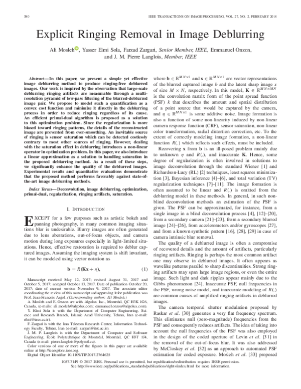 (PDF) Explicit Ringing Removal in Image Deblurring