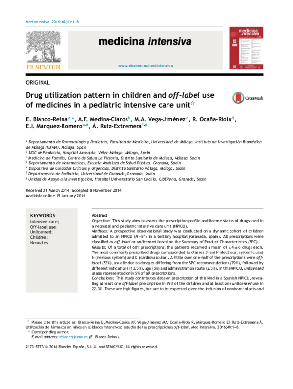 (PDF) Drug utilization pattern in children and off-label use of ...