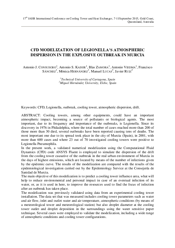 (PDF) CFD modelization of Legionella’s atmospheric dispersion in the ...