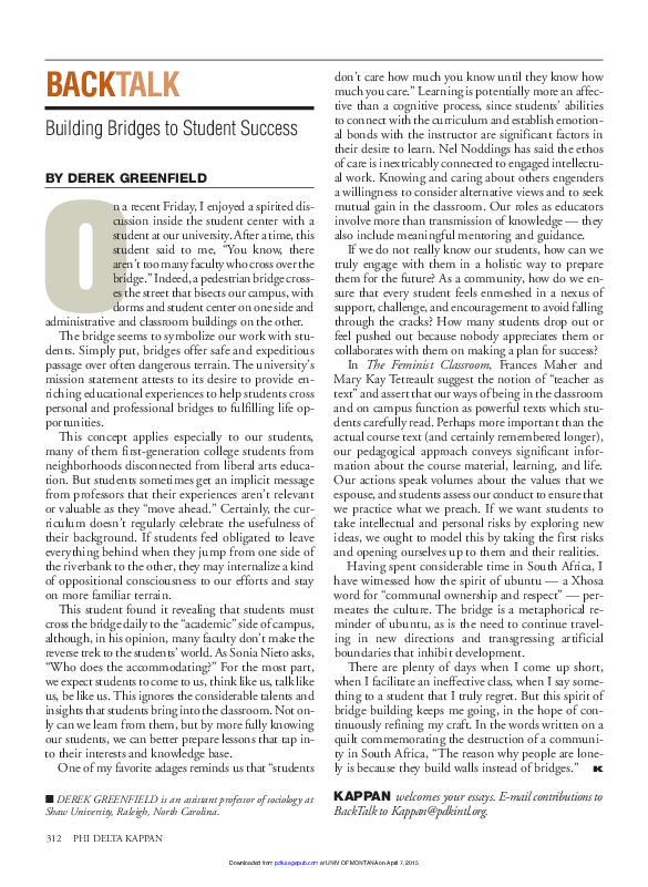 (PDF) Building Bridges to Student Success