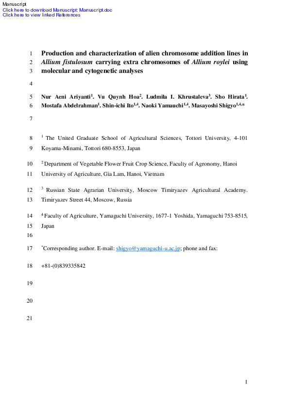 (PDF) Production and characterization of alien chromosome addition ...