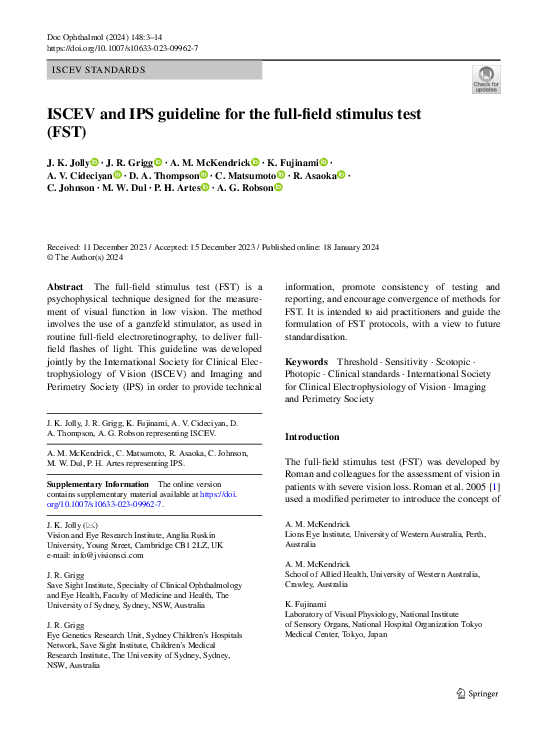 (PDF) ISCEV and IPS guideline for the full-field stimulus test (FST