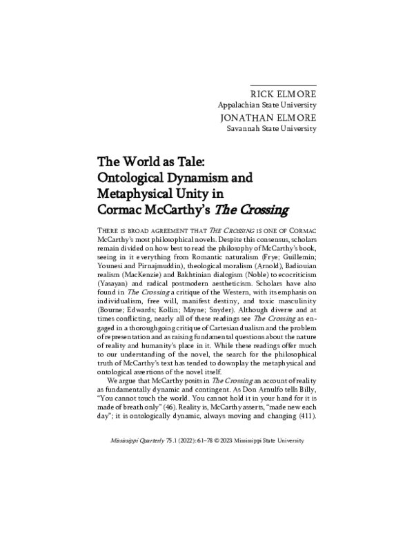(PDF) The World as Tale: Ontological Dynamism and Metaphysical Unity in ...