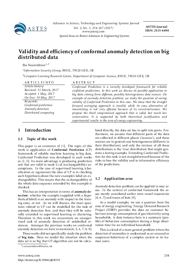 (PDF) Validity and efficiency of conformal anomaly detection on big distributed data